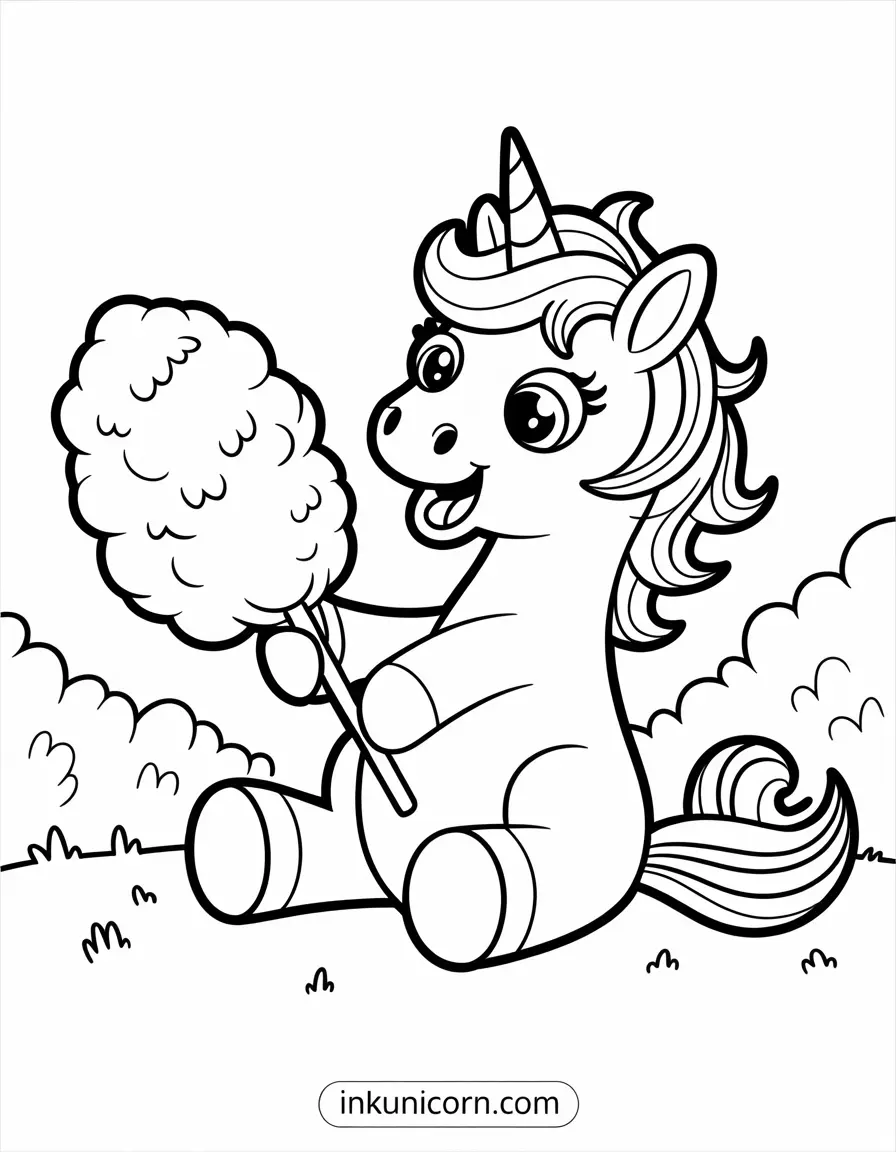 Cotton Candy Unicorn Coloring Pages (Free PDF Printables) - Ink Unicorn